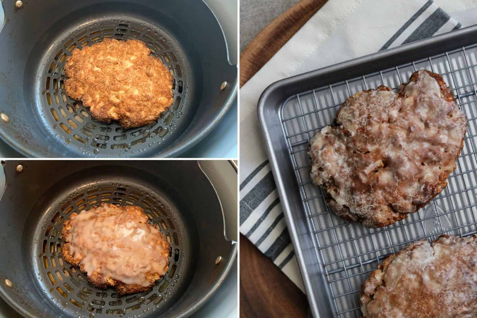 Air Fryer Apple Fritter with Sugar Free Glaze | Kinda Healthy Recipes