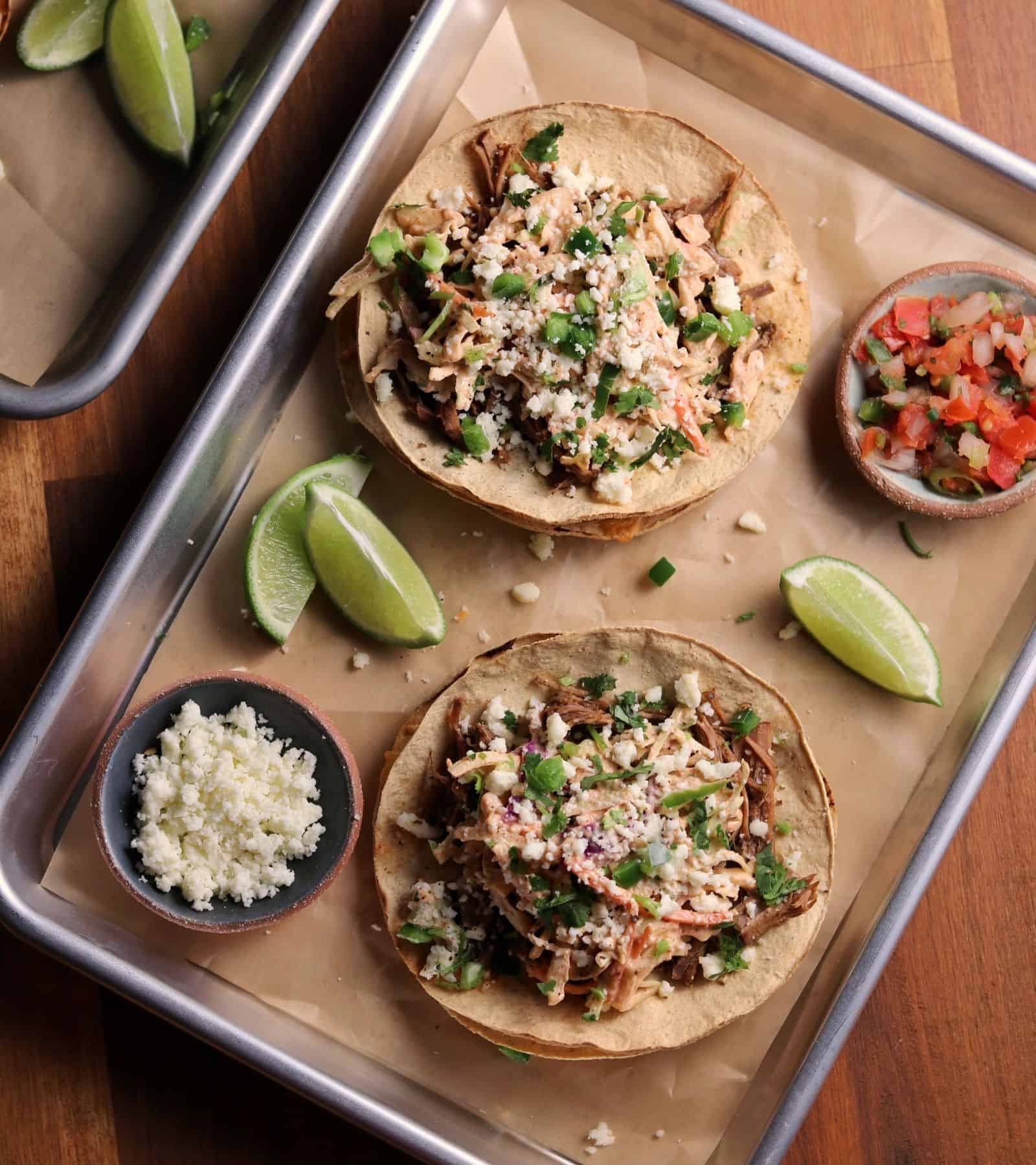 Double Stacked Barbacoa Beef Tostadas - Kinda Healthy Recipes