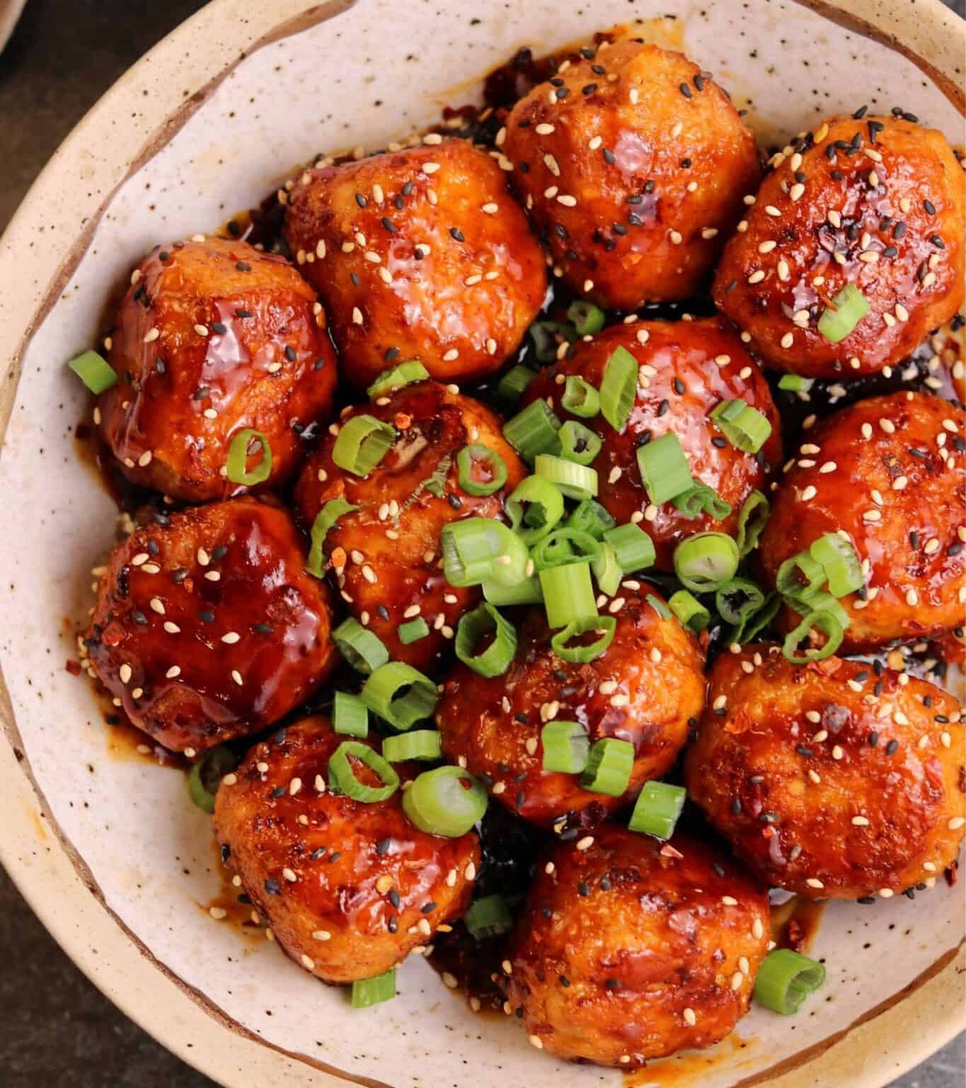 Pan Fried Firecracker Chicken Meatballs - Kinda Healthy Recipes