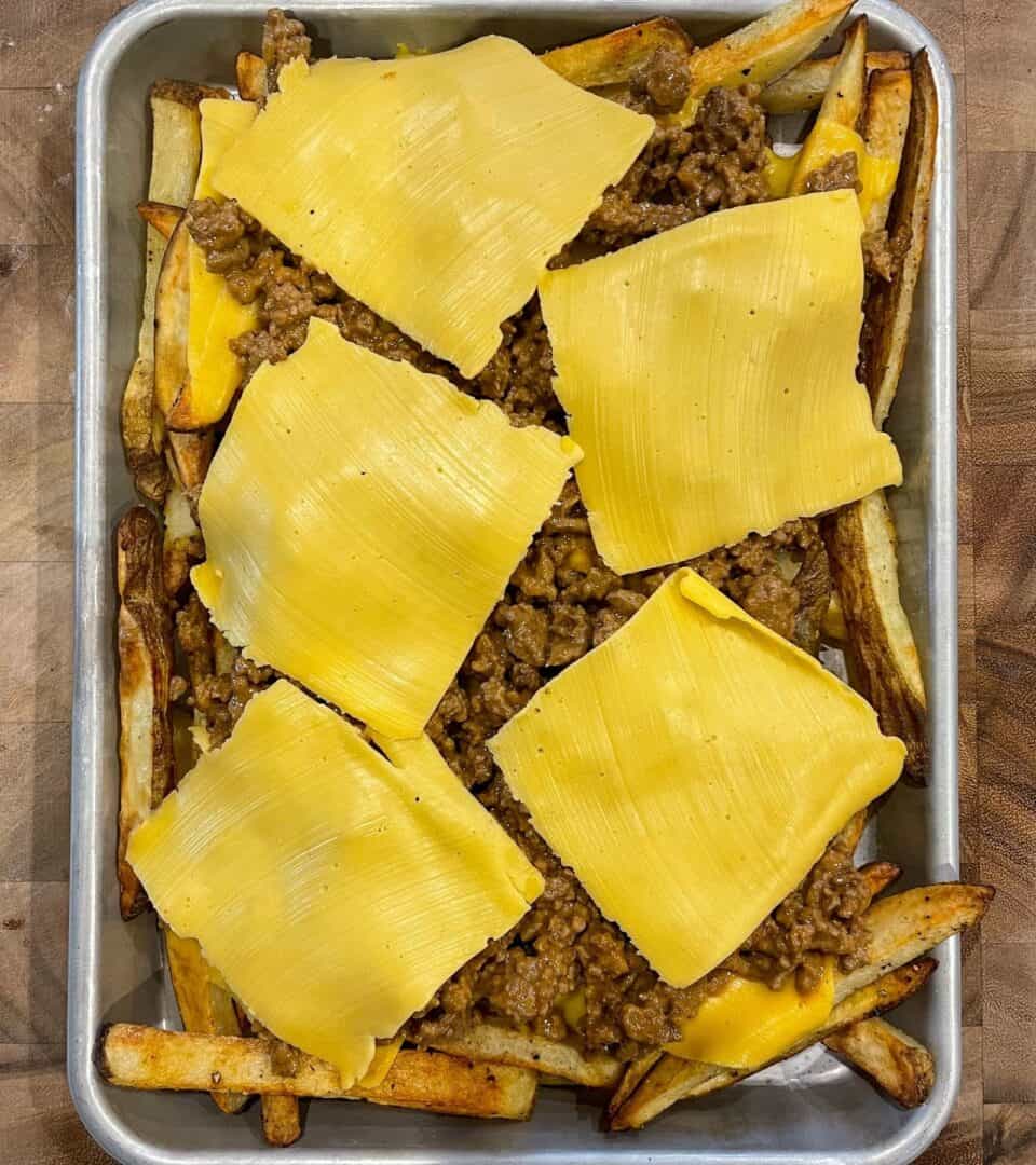 Loaded Bacon Cheeseburger Fries - Kinda Healthy Recipes