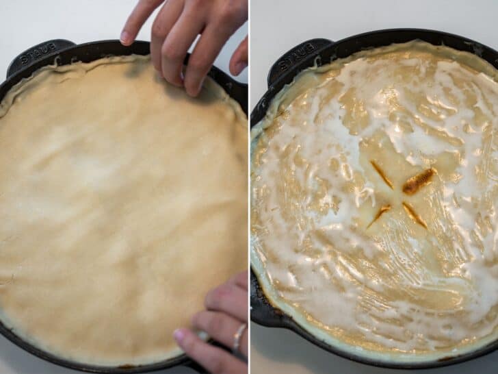 One Skillet Ground Beef Pot Pie - Kinda Healthy Recipes