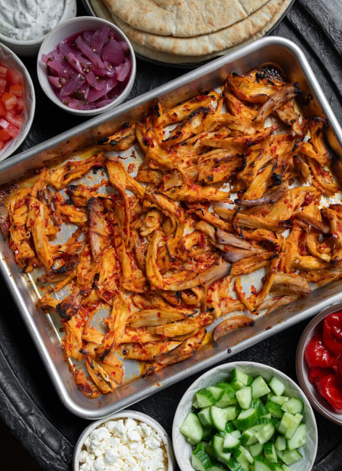 Honey Harissa Chicken Gyros with Leftover Rotisserie Chicken