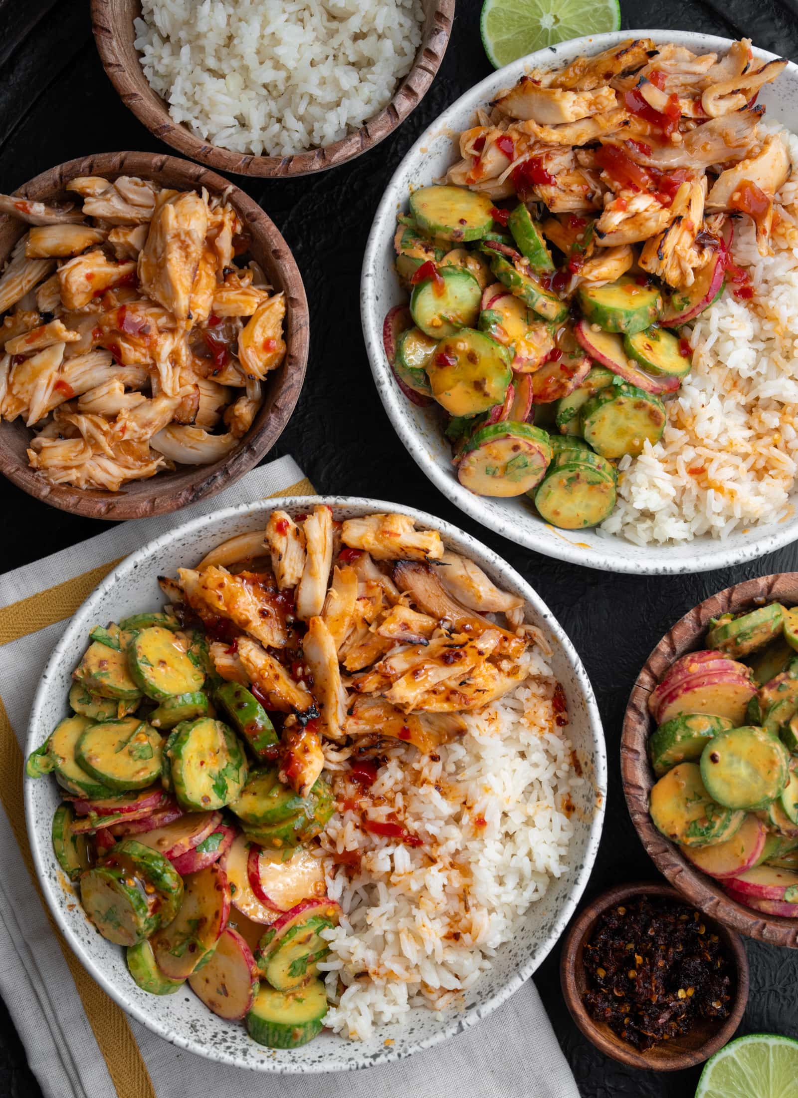 Thai Sweet Chili Rotisserie Chicken Bowls with Cucumber Crunch