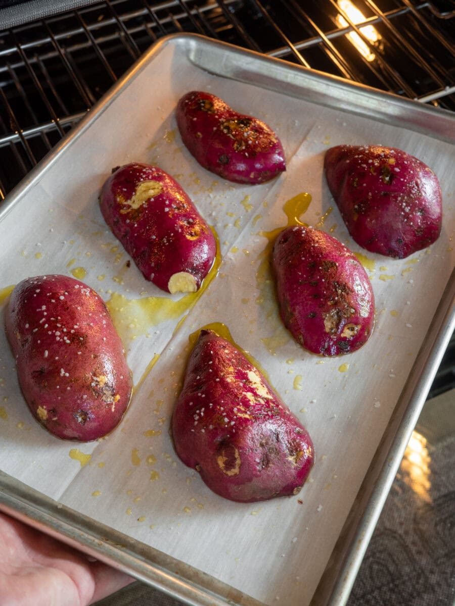Baked Japanese Sweet Potatoes with Bachan's BBQ Ground Beef
