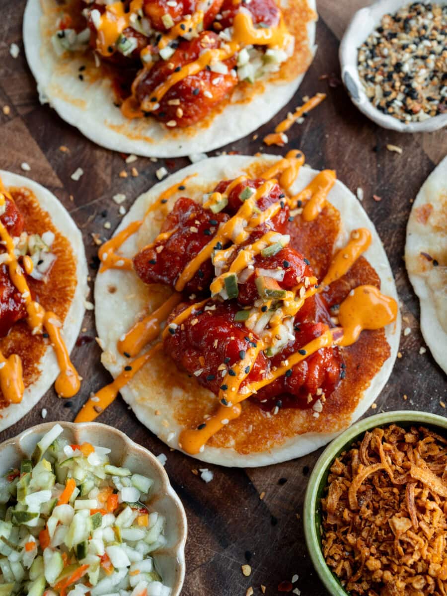 Korean Fried Chicken Tacos (But Kinda Healthy)