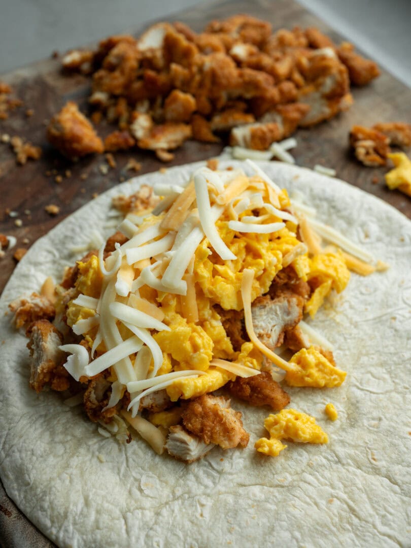 Crispy Chicken Breakfast Wraps (5-Ingredients, High Protein)