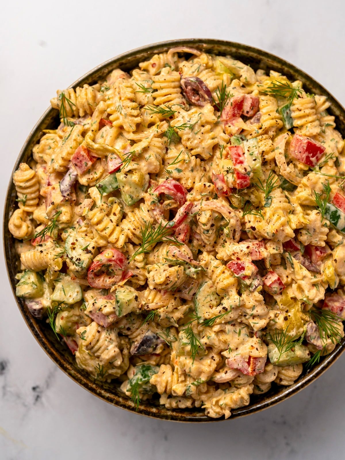 High Protein Creamy Feta Pasta Salad