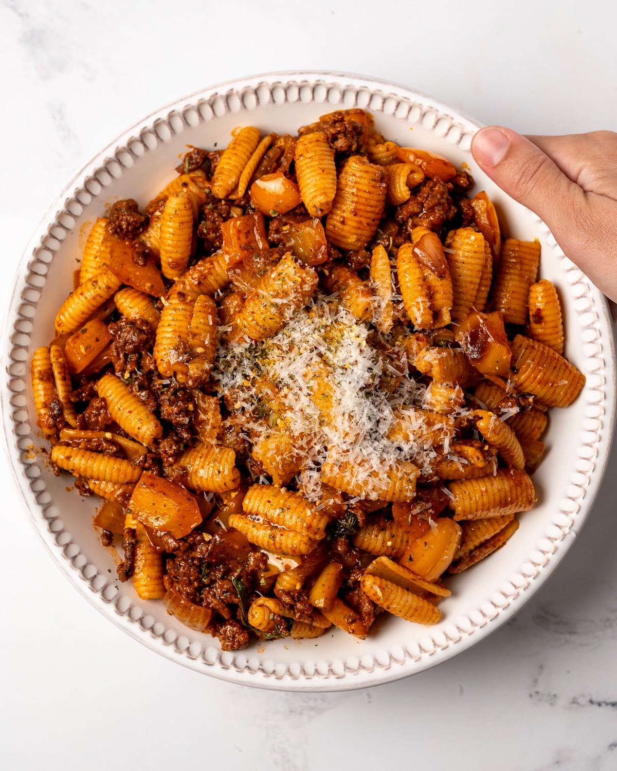 High Protein Ground Beef & Bell Pepper Pasta