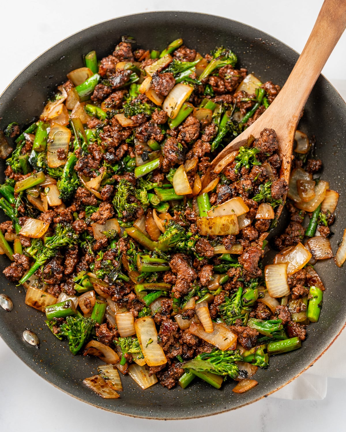 Crispy Ground Beef and Baby Broccoli Power Bowls