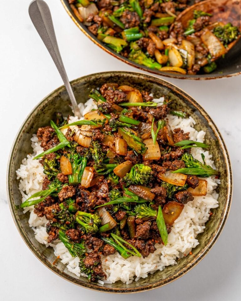 Crispy Ground Beef and Baby Broccoli Power Bowls